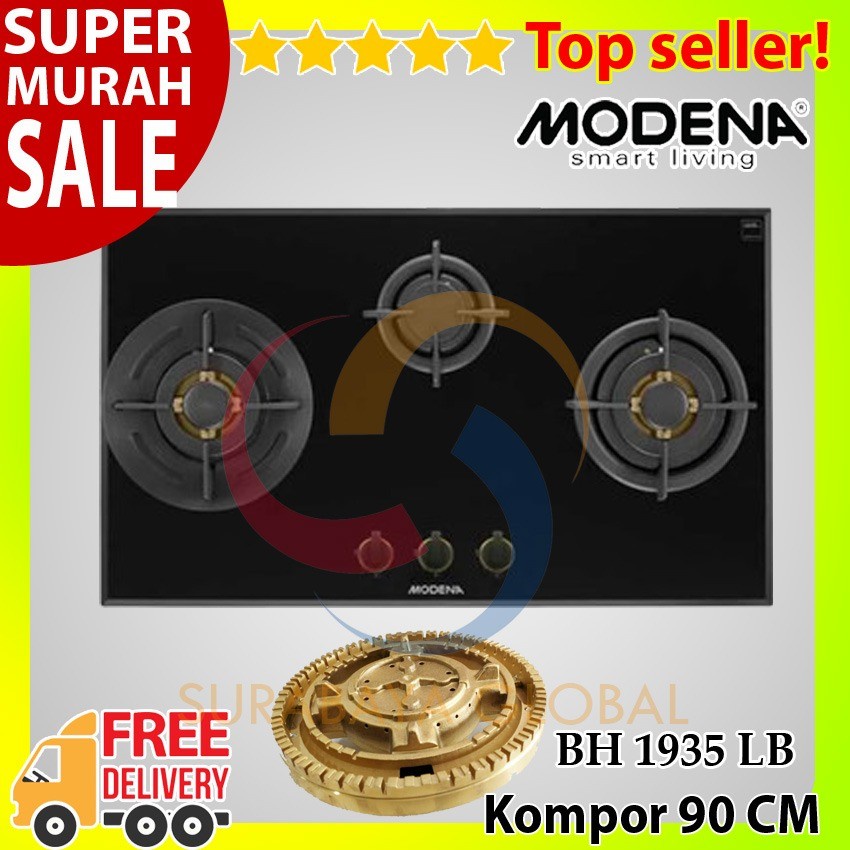 Jual KOMPOR TANAM GAS MODENA 3 TUNGKU 90 CM BH 1935 LB GARANSI RESMI ...