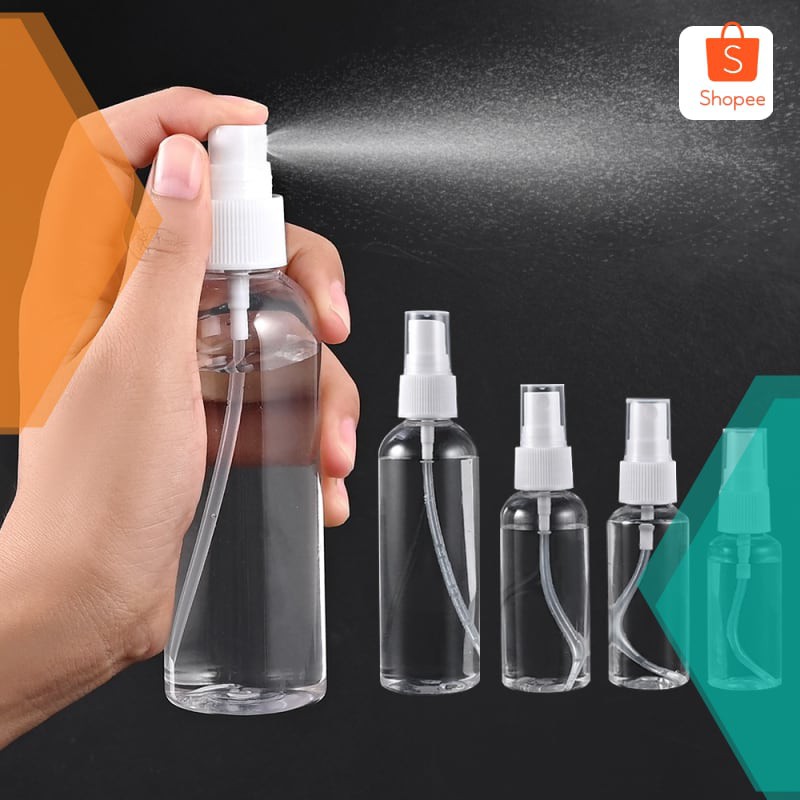Jual Botol spray kosong PET 100ml 60ml plastik natural tutup putih 100 ...