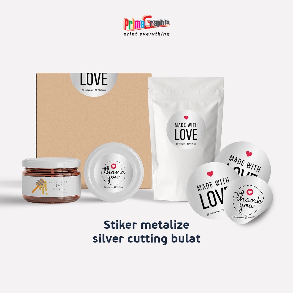 Jual Cetak Stiker Label Bulat Silver Metallic Custom Logo Desain ...