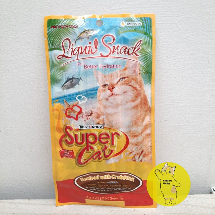 Jual Snack Kucing Supercat Liquid Seafood With Crabstick - 4x15gr ...