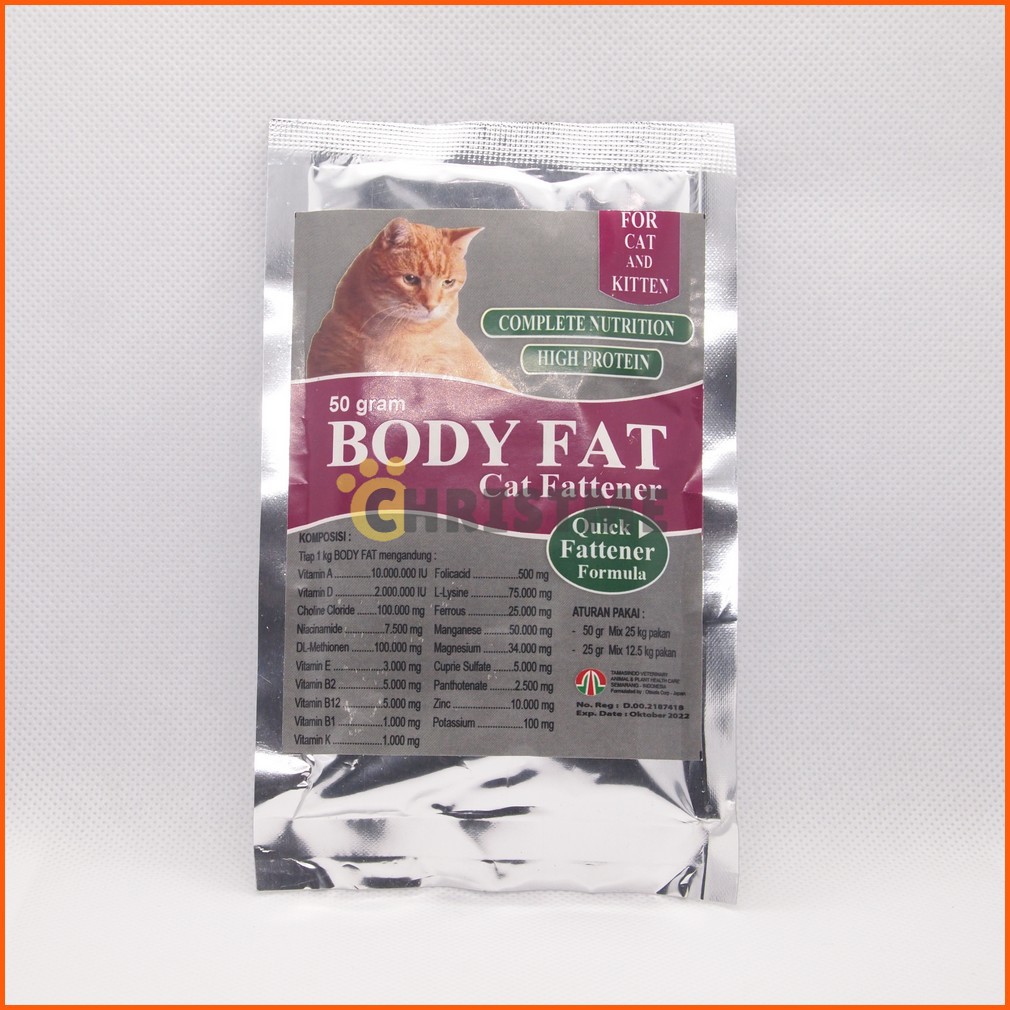 Body Fat Cat Kucing 50 Gram Original - Multi Vitamin Suplemen Penggemuk ...