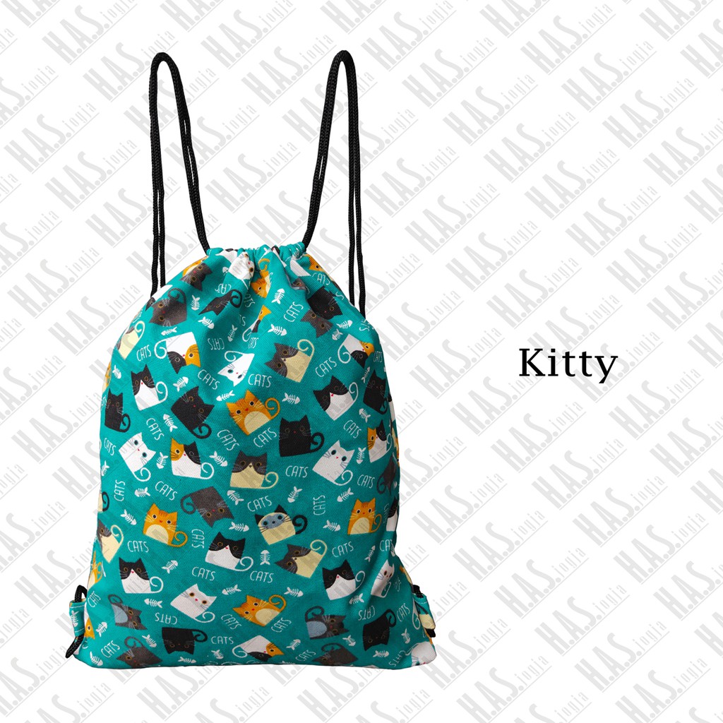 Jual TAS SERUT DRAWSTRING BAG STRING BAG STRINGBAG BAHAN KANVAS TEBAL MOTIF KITTY | Shopee Indonesia