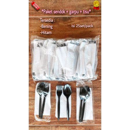 Jual (25set) Sendok Garpu Makan set Sendok paket tissue | Shopee Indonesia