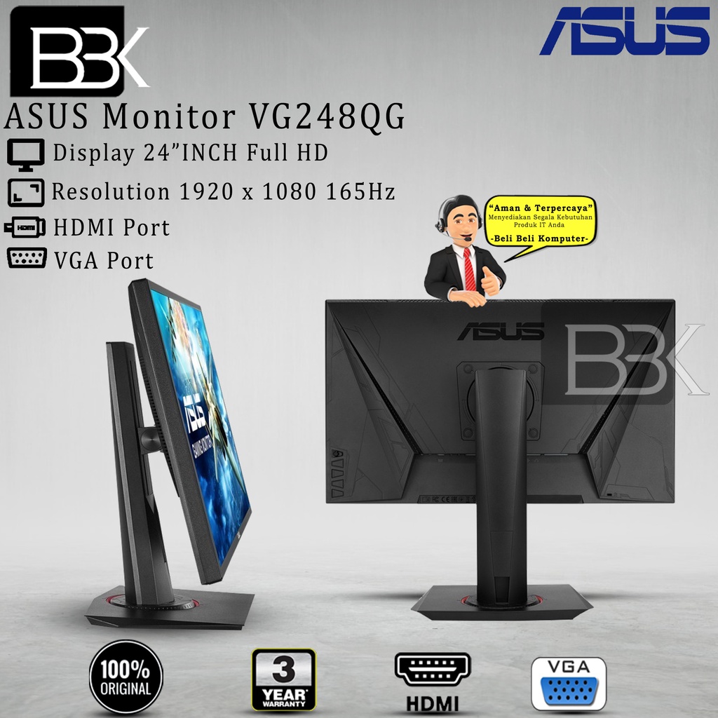 Jual LED Monitor Gaming ASUS VG248QG 24" 165Hz Full HD 3YR | Shopee ...