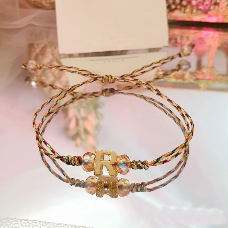 Jual gelang tali cina beads variasi emas 16k 700 charm huruf alphabet ...