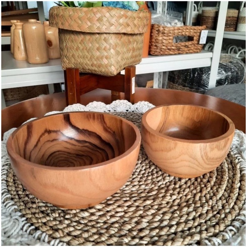 Jual Mangkok Kayu Jati / Mangkok Kayu Bulat / Mangkok Makan Kayu MJ1 ...