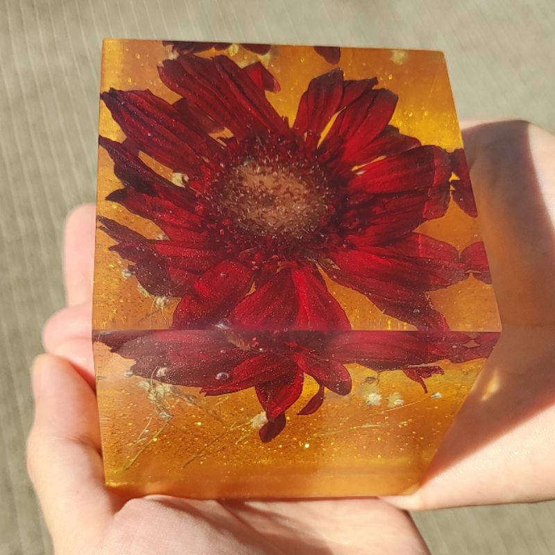 Jual Preserved Flower / Bunga Kering dalam Resin Art bentuk segitiga ...