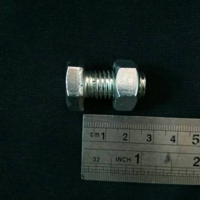 Jual Mur Baut Ukuran Drat Ulir M12 Panjang 25mm Kunci 19 Putih White ...