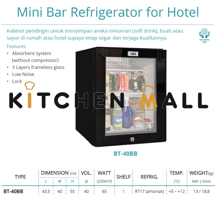Jual GEA BT-40BB MINI BAR REFRIGERATOR FOR HOTEL / KABINET PENYIMPAN ...