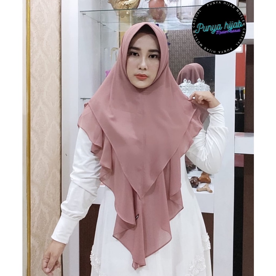 Jual jilbab instan jilbab khimar syari khimar ceruty 2 layer jumbo rempel sayap by punya hijab ...