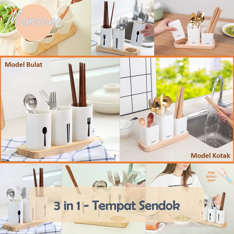 Jual Tempat Sendok Aesthetic SET / Tempat Alat Makan 3 in 1 Set Bahan ...