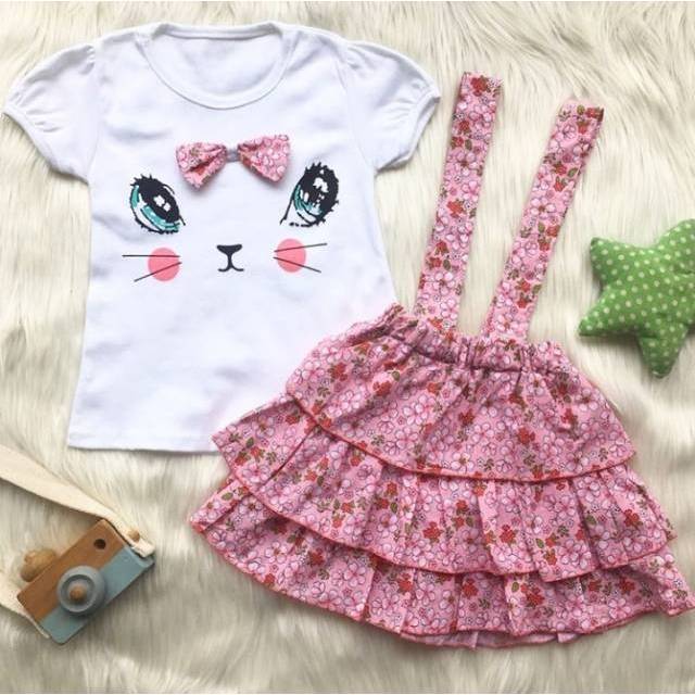 Baju setelan kaos overall dress motif bunga fashion anak bayi cewek ...