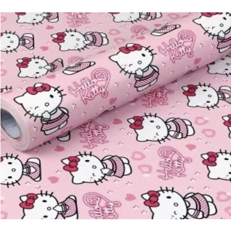 Jual Wallpaper Dinding ukuran 45 cm x 10 M Motif Hello Kitty Helo Kity Cute Face Smile Pink Lucu ...