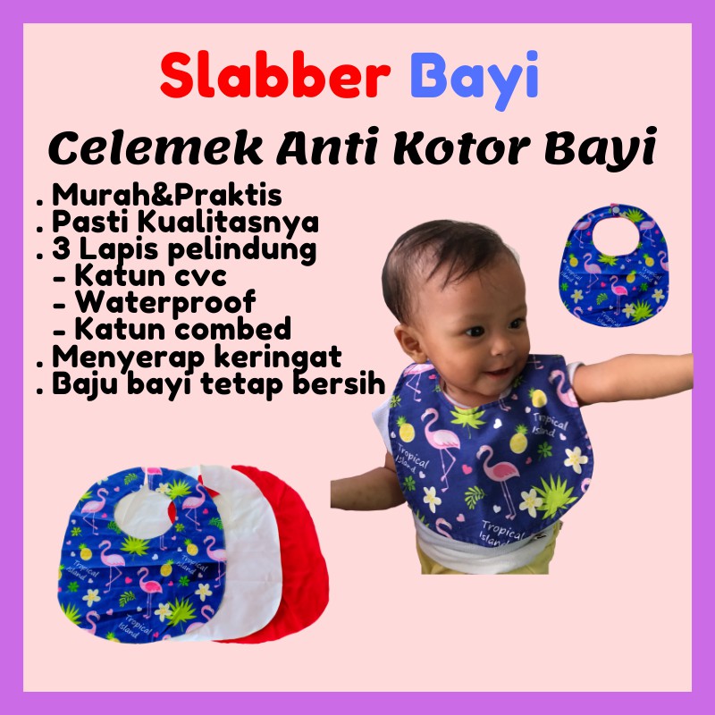 Jual Slaber Celemek Bayi Bahan Kain 3 Lapis Slabber Untuk Pelindung ...