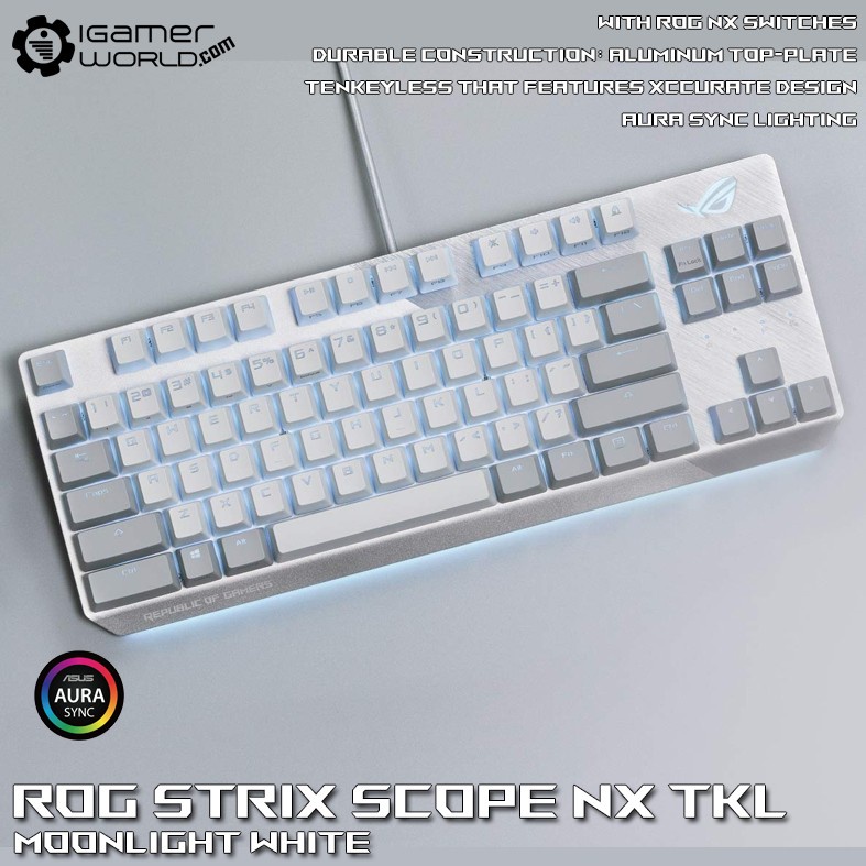 ASUS ROG Strix Scope NX TKL Moonlight White Mechanical Gaming Keyboard ...