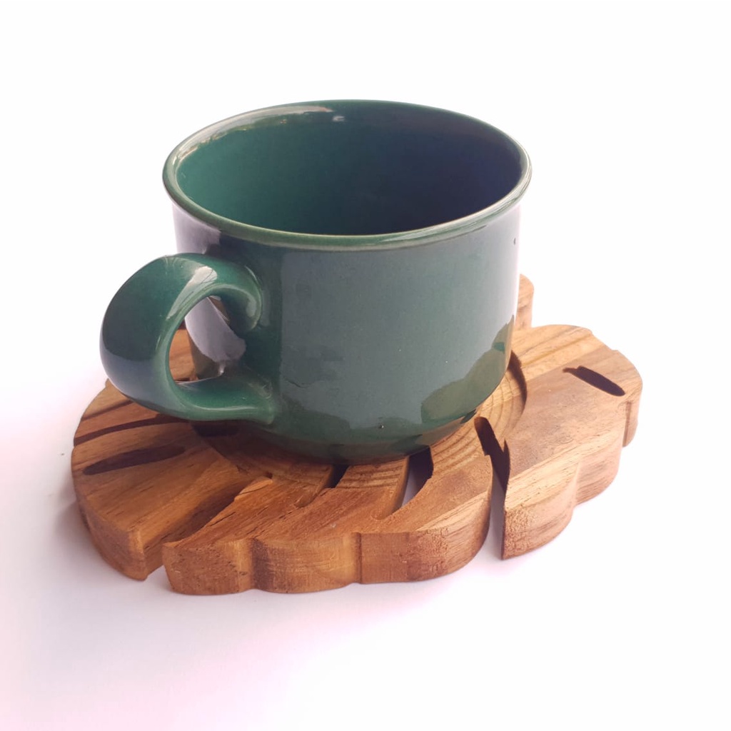 Jual Tatakan Gelas Kayu Jati / Coaster Monstera / Coaster Janda Bolong ...
