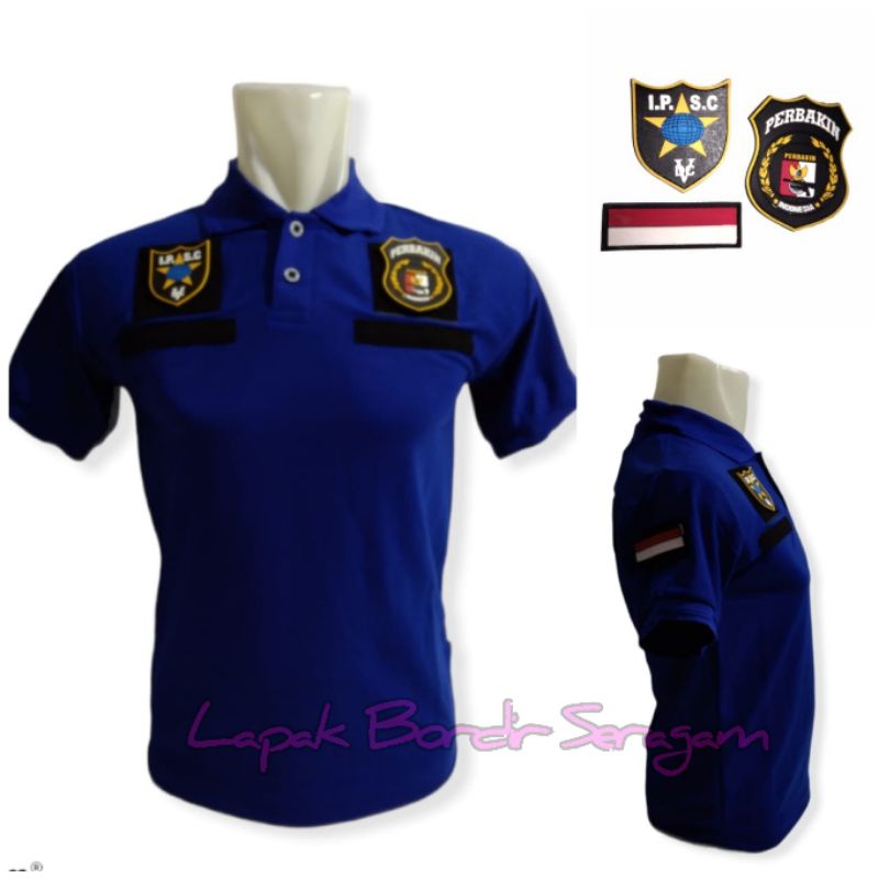 Jual Kaos Baju Perbakin IPSC Biru Velcro Emblem bisa Copot Pasang ...