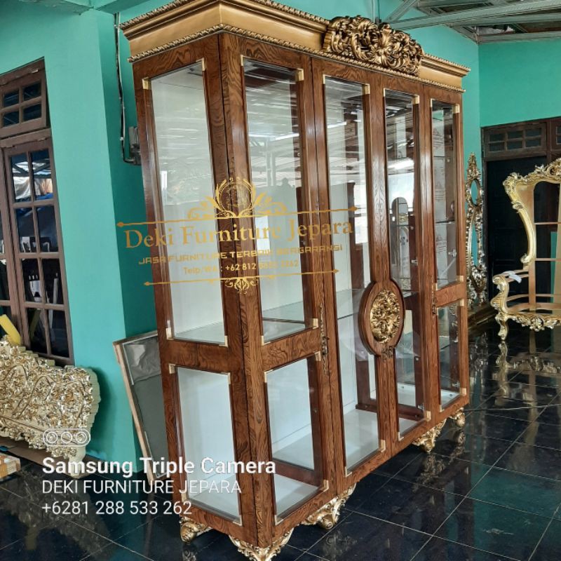 Jual LEMARI KACA HIAS MINIMALIS MODERN MEWAH TERBARU RUANG TAMU 4 PINTU ...