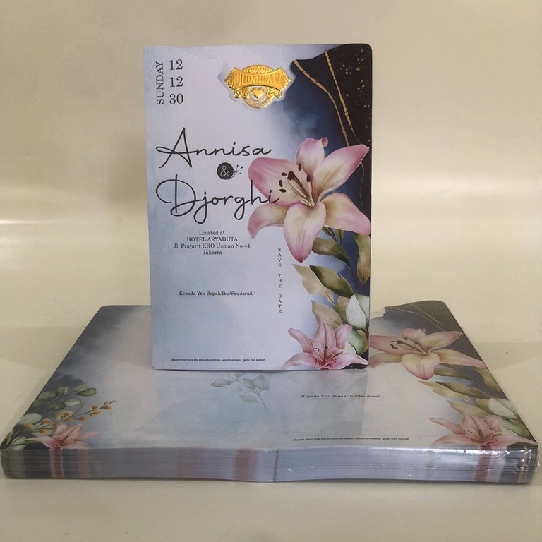 Jual Blangko Undangan Pernikahan BUNGA 06 FOIL GOLD Per Lembar Tanpa ...