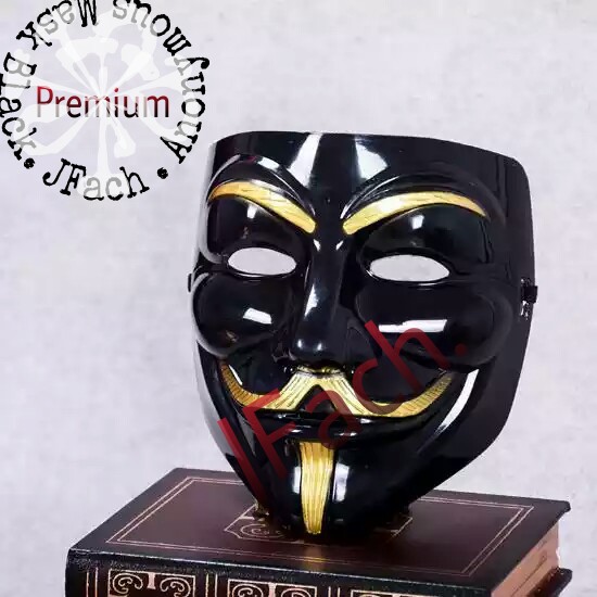 Jual Topeng Anonymous V for Vendetta Anonymous guy fawkes Hitam black ...