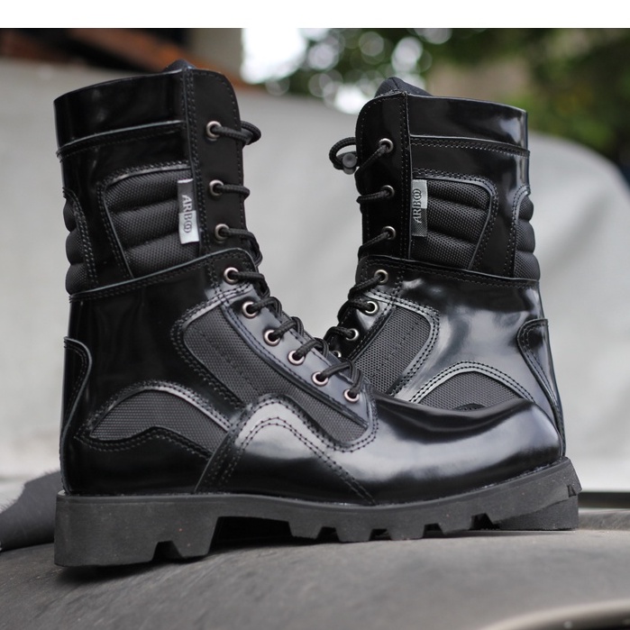 Jual Sepatu PDL Polri POL PP Kulit Asli kilap tanpa semir boots Dinas ...