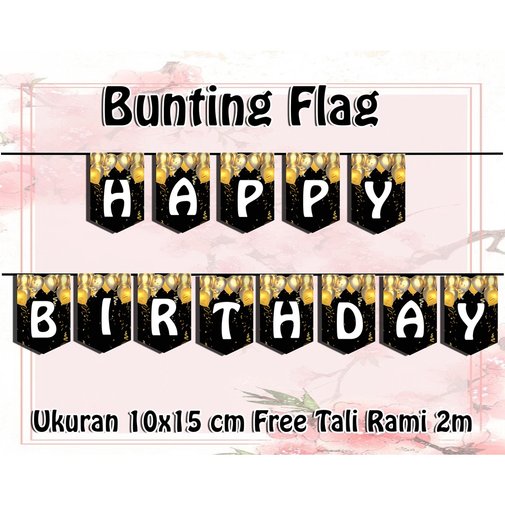 Jual BUNTING FLAG TEMA BALON GOLD HITAM | Shopee Indonesia
