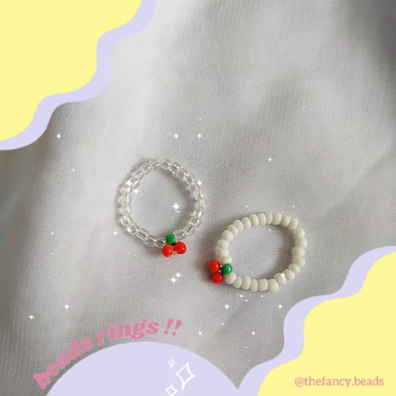 Jual Cherry rings| cincin aesthetic | ring beads | Shopee Indonesia