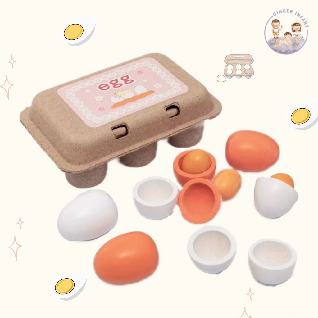 Jual WOODEN MOTHER GARDEN EGG mainan telur kayu anak anak mainan telur ...