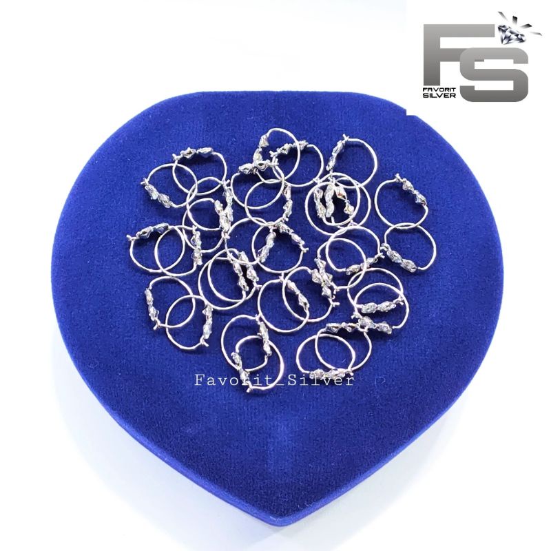 Jual ANTING ANAK PERAK ASLI SILVER 925 LAPIS EMAS MODEL KAIT 2 PERMATA - PERHIASAN PERAK ANAK ...