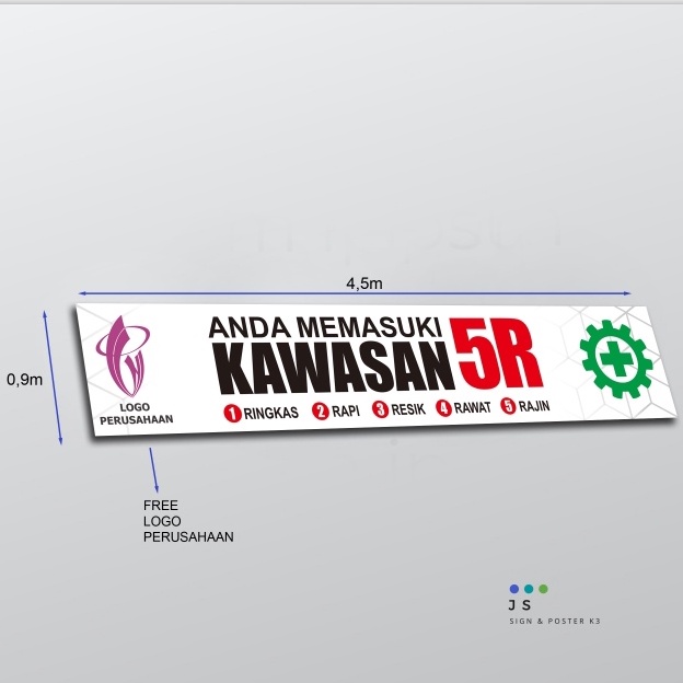 Jual Spanduk Banner K3 Safety ANDA MEMASUKI KAWASAN 5R - GRATIS LOGO ...