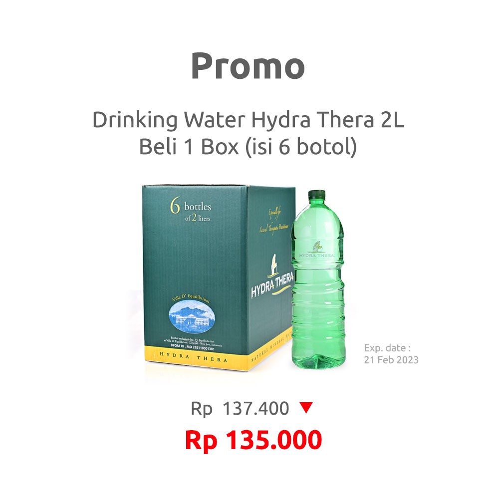 Jual Hydra Thera - Natural Mineral Water 2 L Buy 6 | Shopee Indonesia