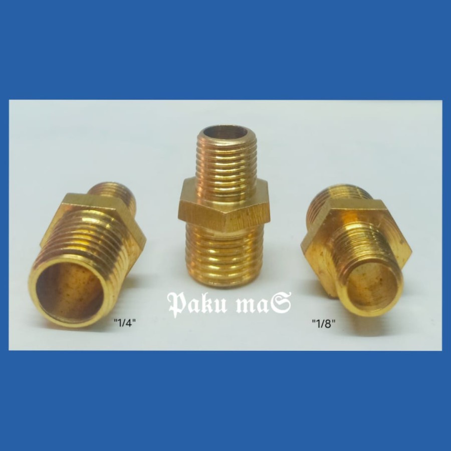 Jual double drat luar double nepel kuningan ukuran 1/8 x 1/4 inch Indonesia|Shopee Indonesia