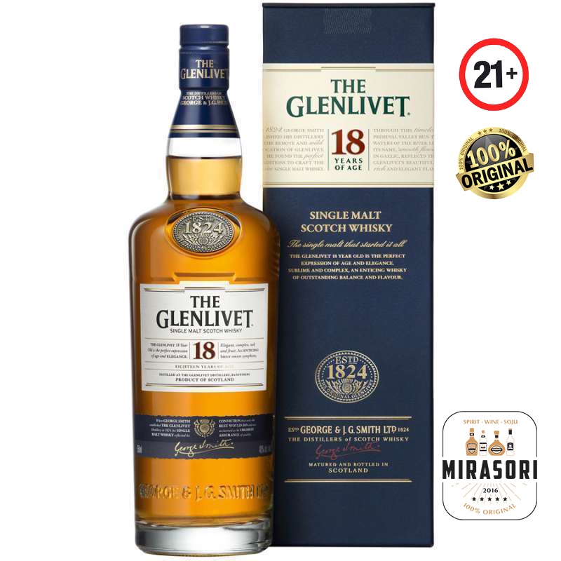 Jual The Glenlivet 18 Years Old Single Malt Scotch Whisky Original | Shopee Indonesia