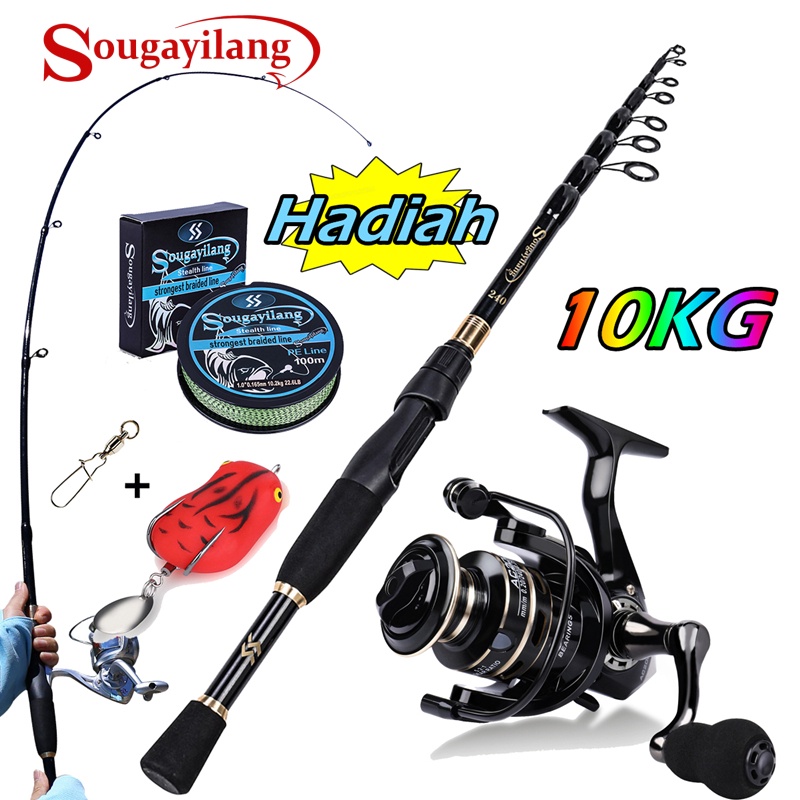 Jual Sougayilang Pancing Set Serat Karbon Joran Pancing Telescopic Is Portabel 1.8-2.4M Dan Reel ...