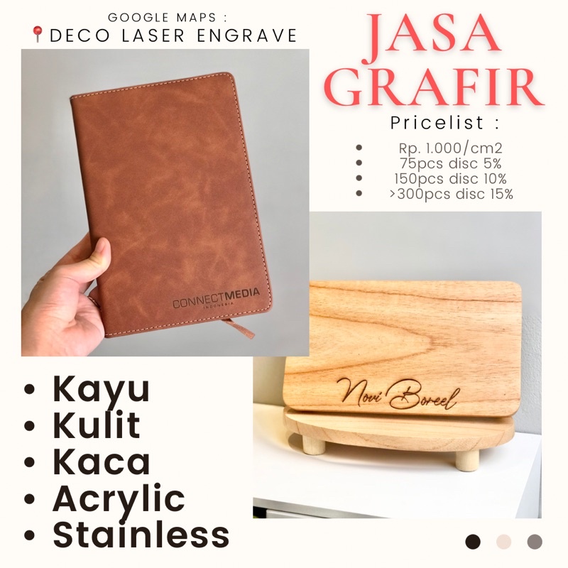 Jual JASA GRAFIR | JASA ENGRAVE | JASA LASER | JASA UKIR | GRAFIR KAYU | EMBOSS KULIT | GRAFIR ...