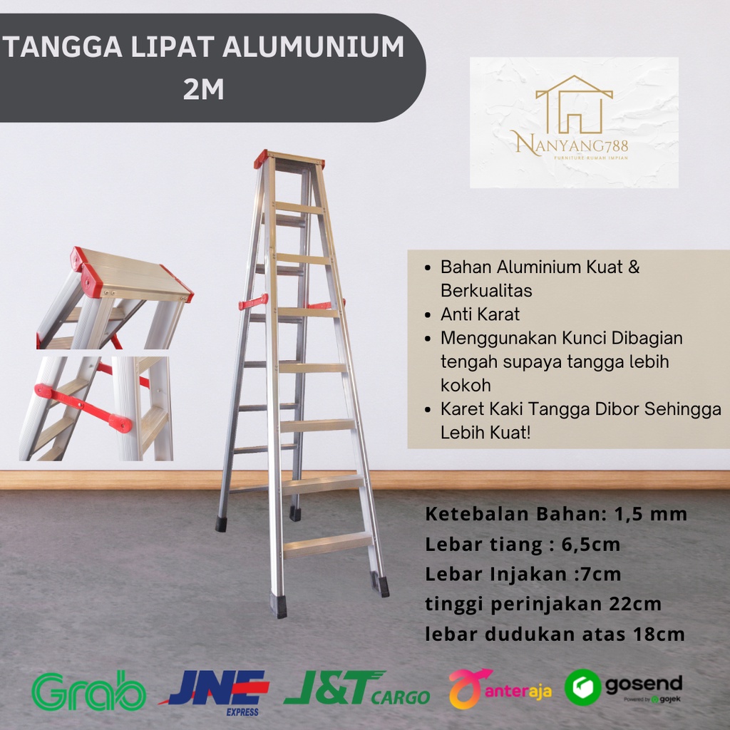 Jual TANGGA / 2 METER / TANGGA LIPAT/ TANGGA ALUMINIUM ORIGINAL 2M ...
