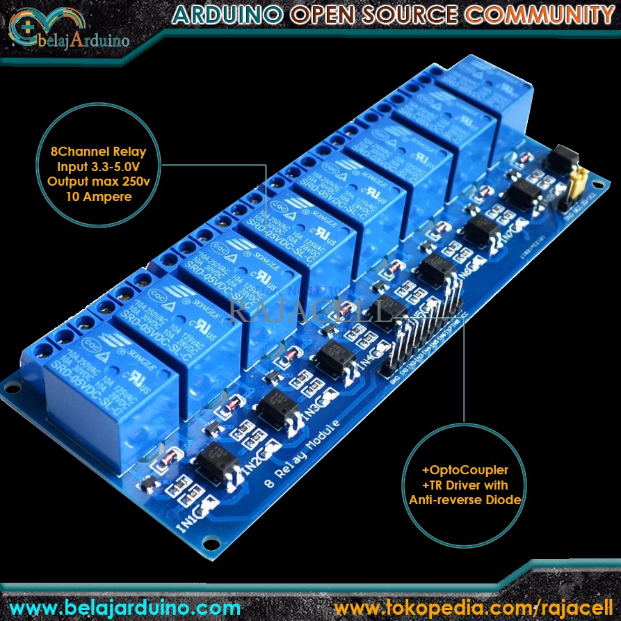 Jual Relay Module 8 Channel 5V for Arduino ( Best Quality ) | Shopee ...