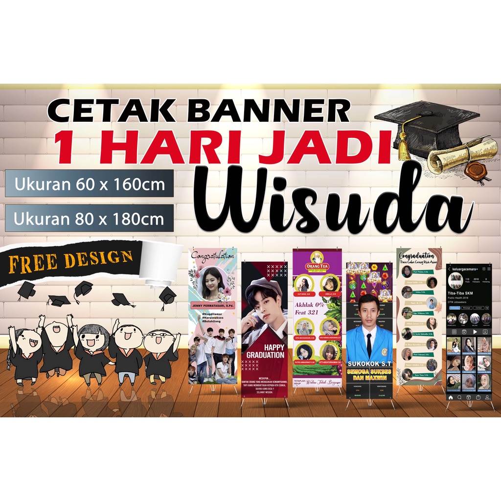Jual CETAK BANNER SPANDUK WISUDA KEKINIAN GRADUATION BANNER LULUS ...