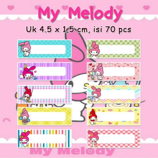 Jual Stiker label nama tipe CB/CK My Melody Indonesia|Shopee Indonesia