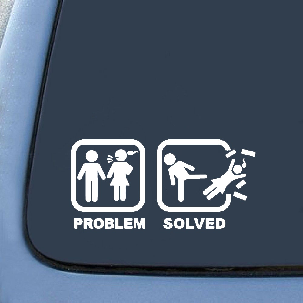Jual Stiker Mobil Funny Problem Solved Lucu - Car Decal Sticker ...