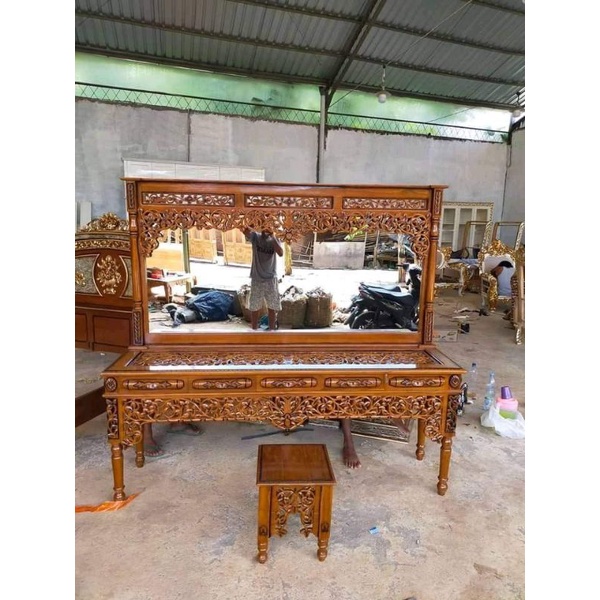 Jual MEJA RIAS UKIR KAYU JATI | Shopee Indonesia