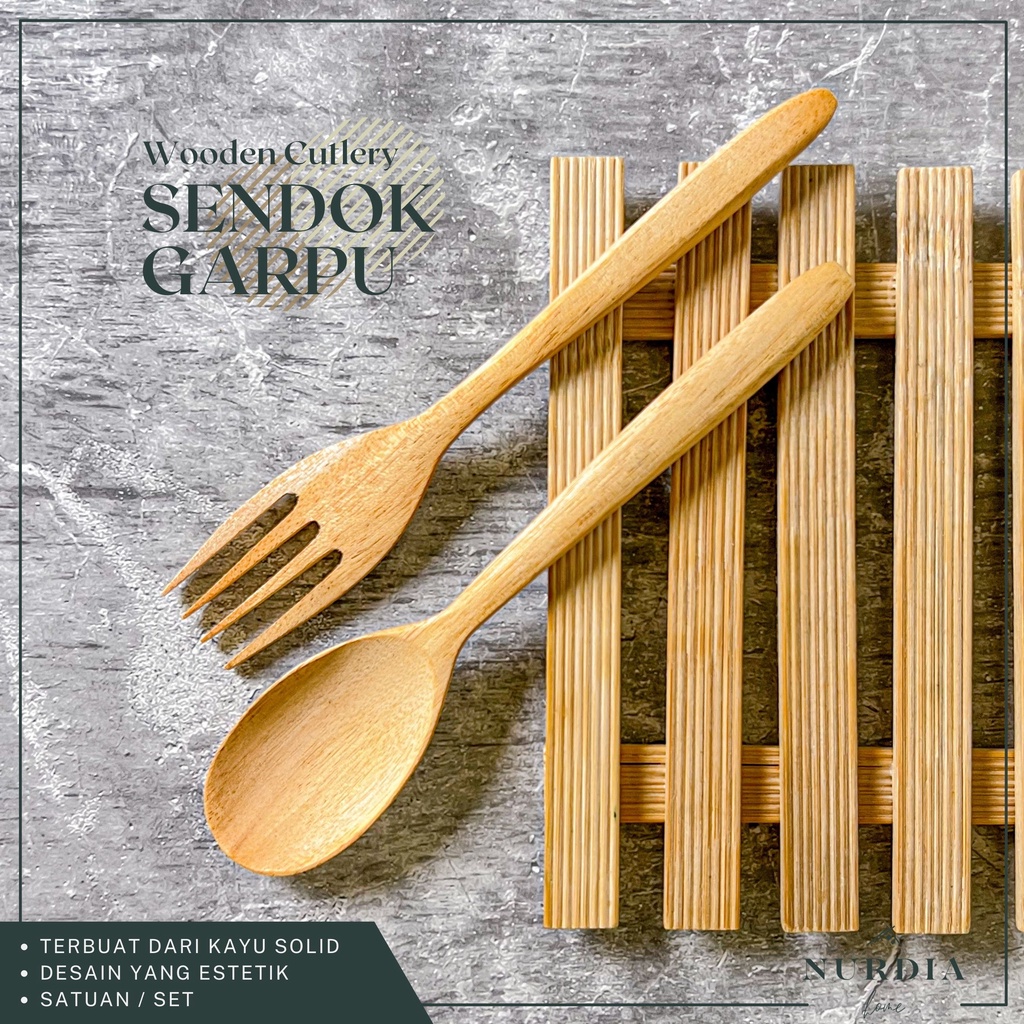 Jual Sendok Garpu Kayu (Alat Makan) by Nurdia Home - W02 | Shopee Indonesia