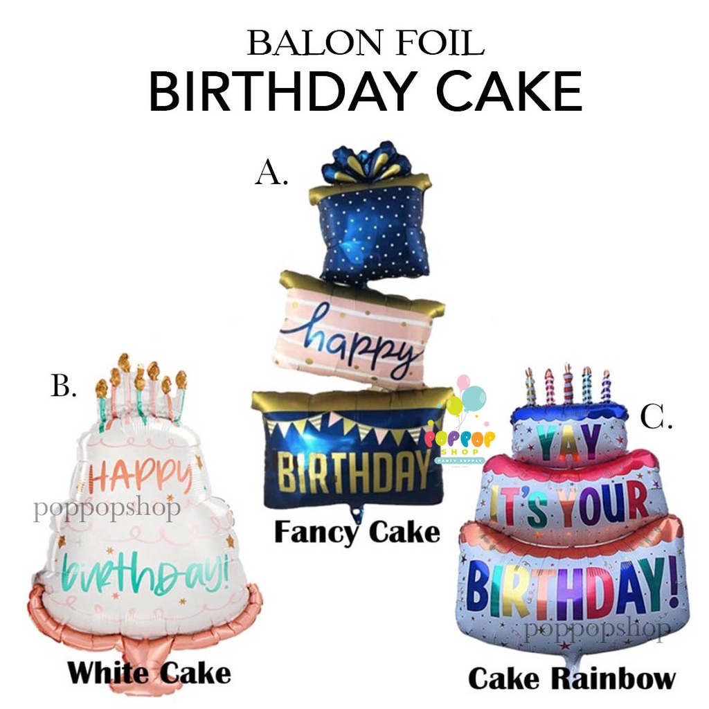 Jual Balon Foil Happy Birthday Cake Jumbo / HBD Kue 3 layer | Shopee ...
