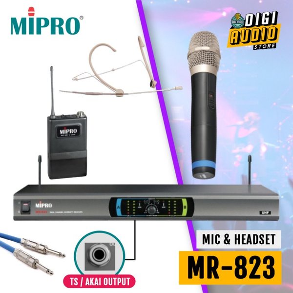 Jual Microphone Wireless Headset & Mic Handheld MIPRO MR823 Mic Kepala ...