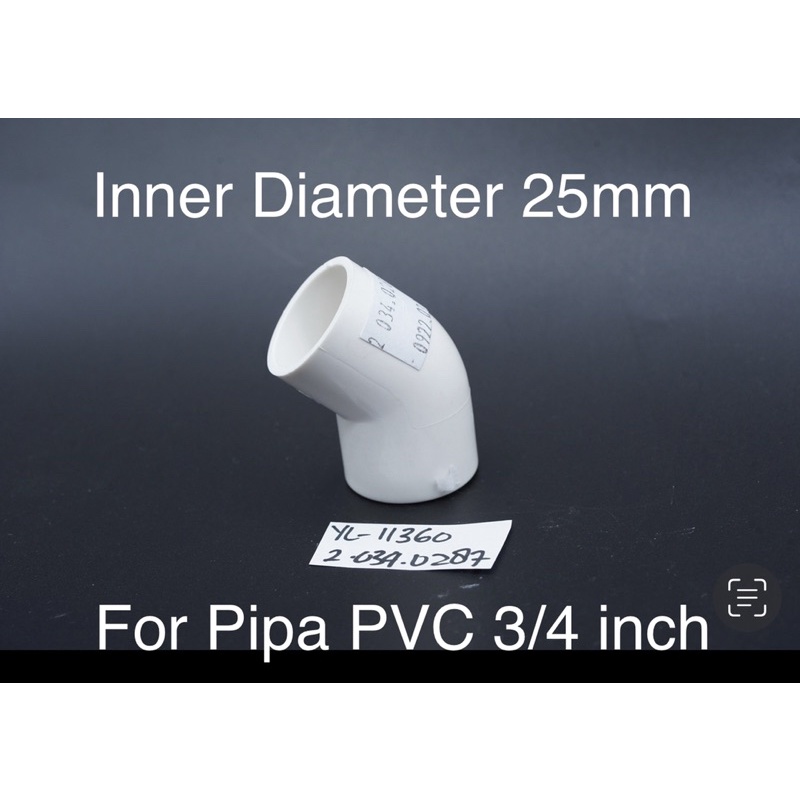 Jual White Kenie Keni Knie Knee 45 Derajat Elbow Sudut Inner Diameter ...