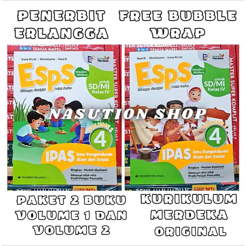 Jual Paket 2 Buku ESPS IPAS Kelas 4 SD Volume 1 dan 2 Erlangga Kurikulum Merdeka Original Kurmer ...