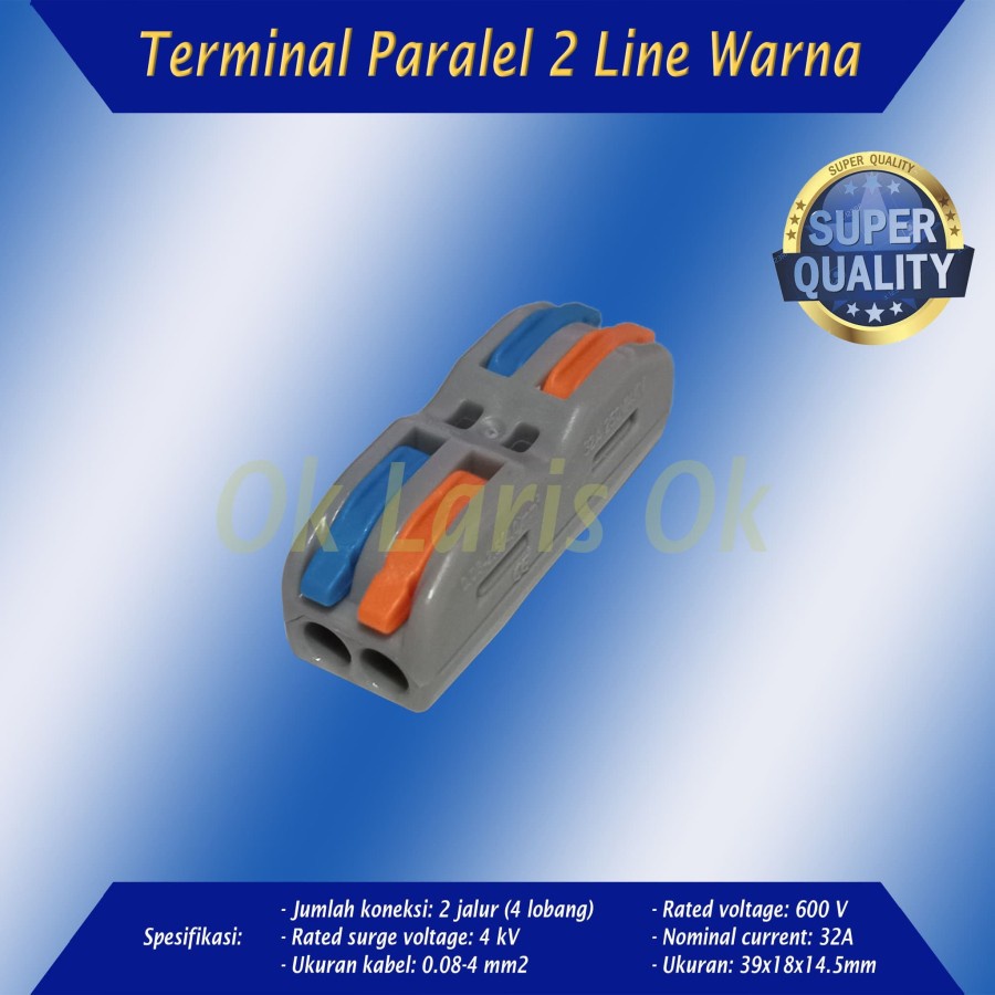Jual Terminal Paralel 2 Warna 2 Jalur Kabel Sambungan Connector Block ...