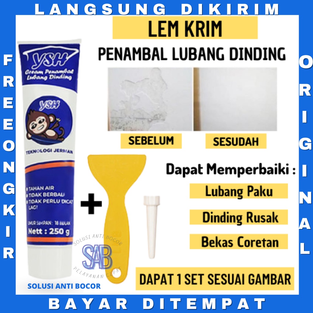 Jual Lem Tambal Retak Lubang Dinding Krim YSH Dempul Coretan Dinding ...