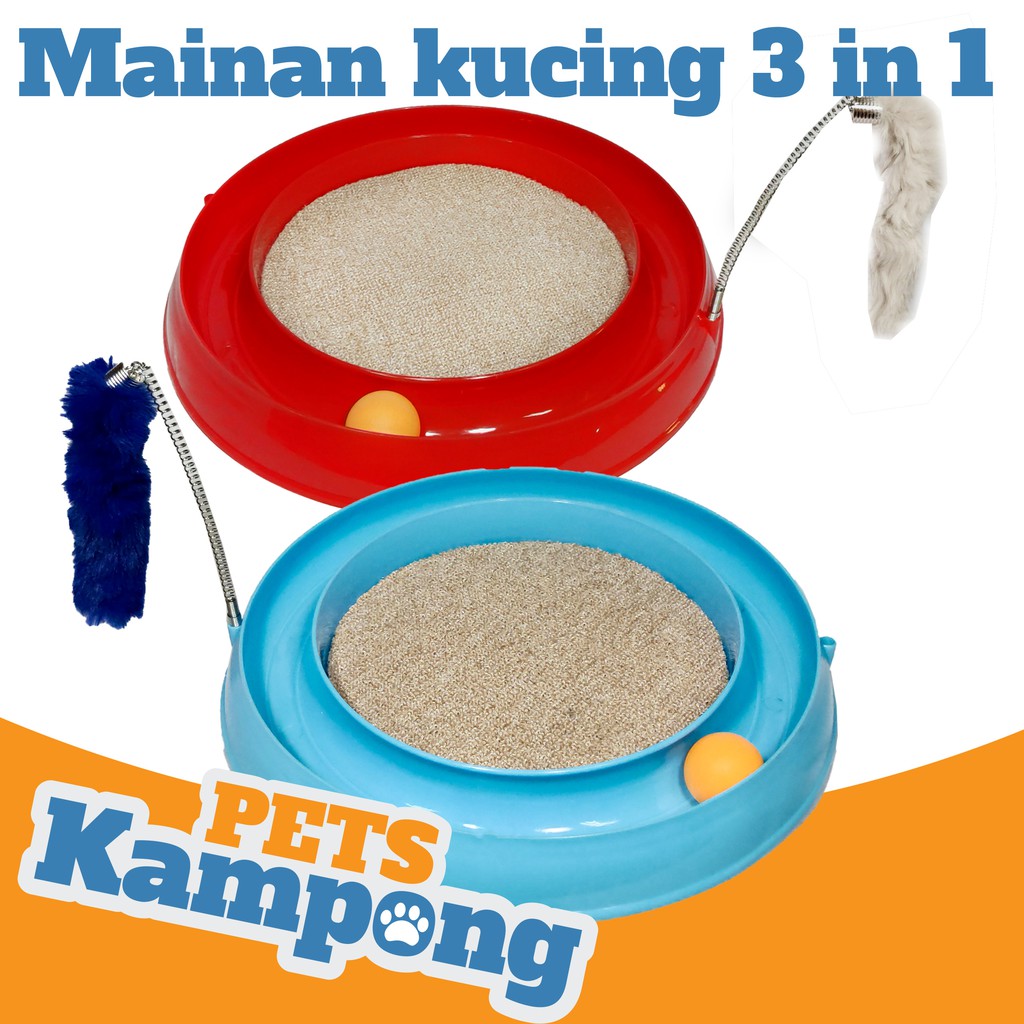 Mainan kucing interaktif 3 in 1 bola circuit dengan garukan Opo Cat ...