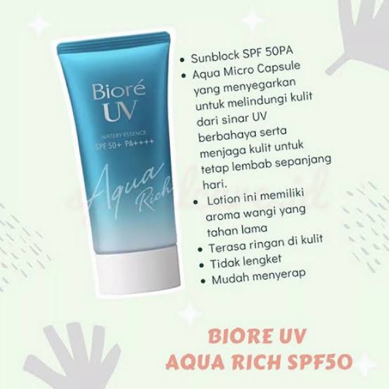 Jual Sunscreen Biore UV Aqua Rich Spf50pa++++ 15g | Shopee Indonesia